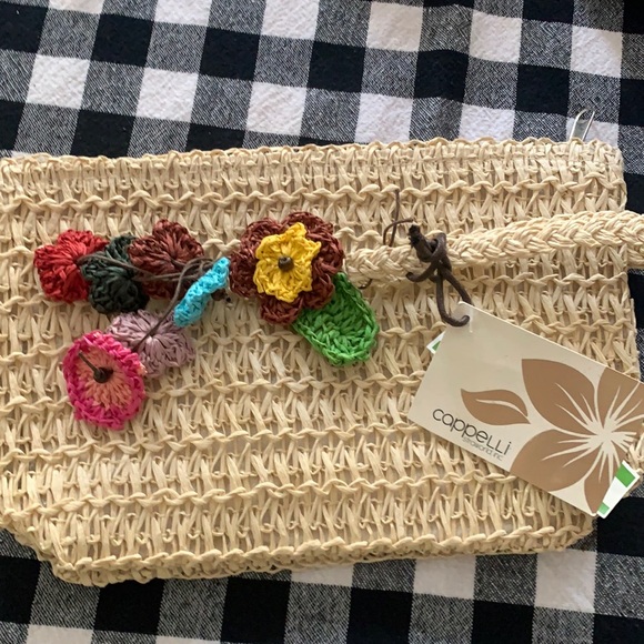 Cappelli Straworld | Bags | Straw Wristlet Cappelli Purse Nwt Beach ...